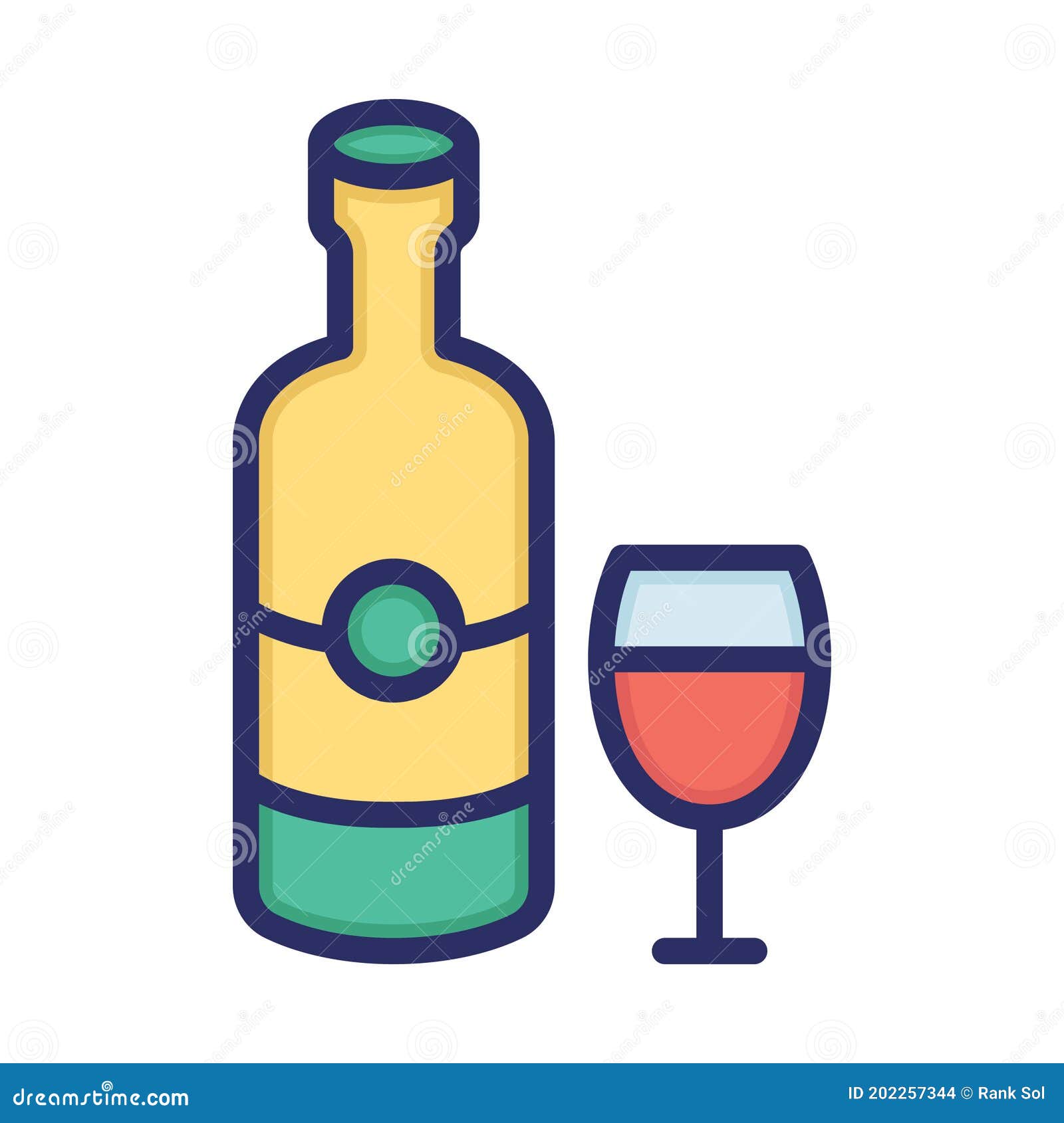 Alcohol De Vidrio De Botella De Vino Iconos Vectoriales Completamente ...