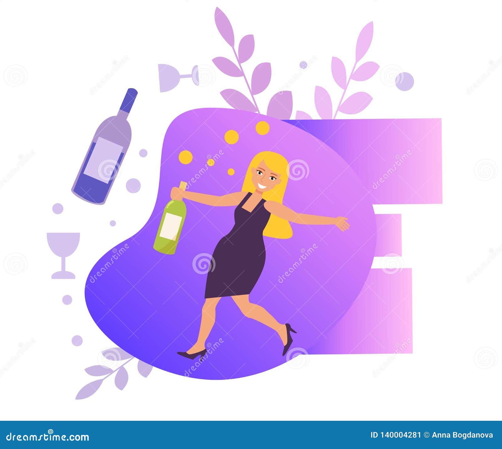 Alcohol Dependence Vector. Cartoon. Isolated Art on White Background ...