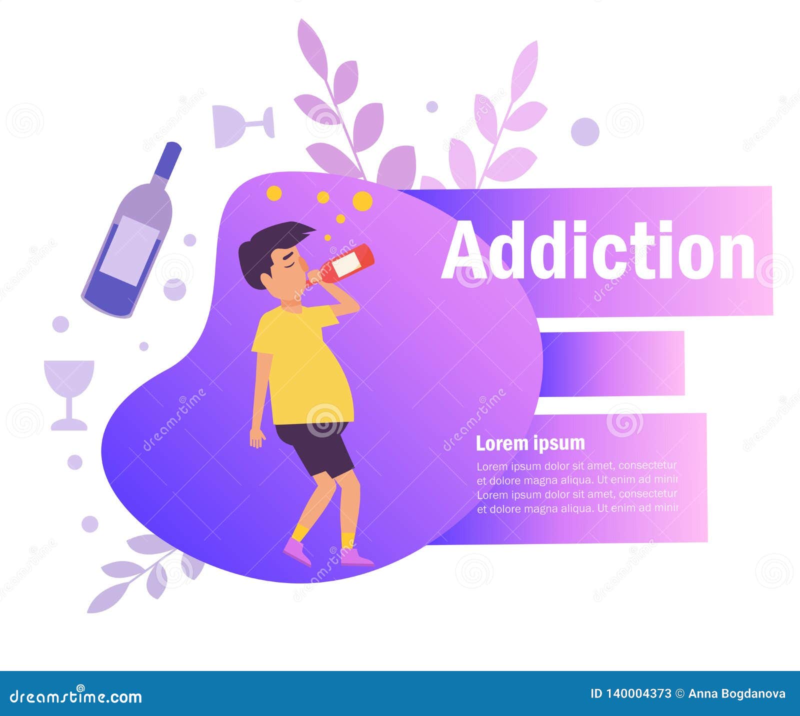 Alcohol Dependence Vector. Cartoon. Isolated Art on White Background ...