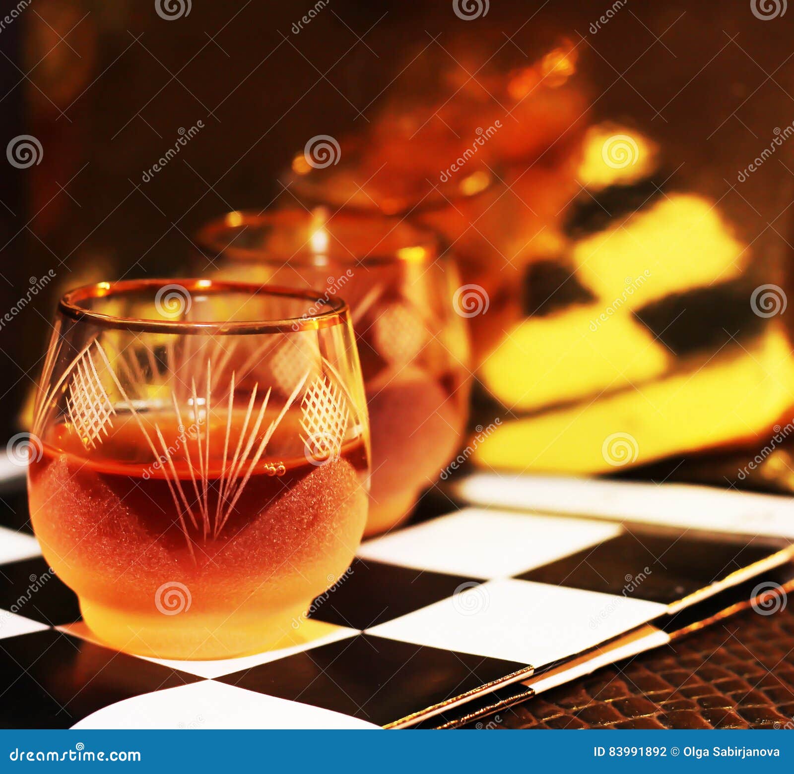 Alcohol Drink on the Chessboard Stock Photo - Image of game, crystal ...
