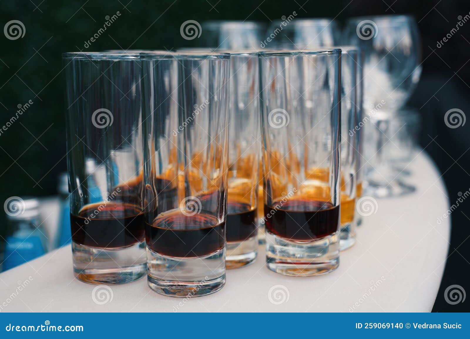 Drinks on table in bar stock photo. Image of cold, refreshment - 259069140