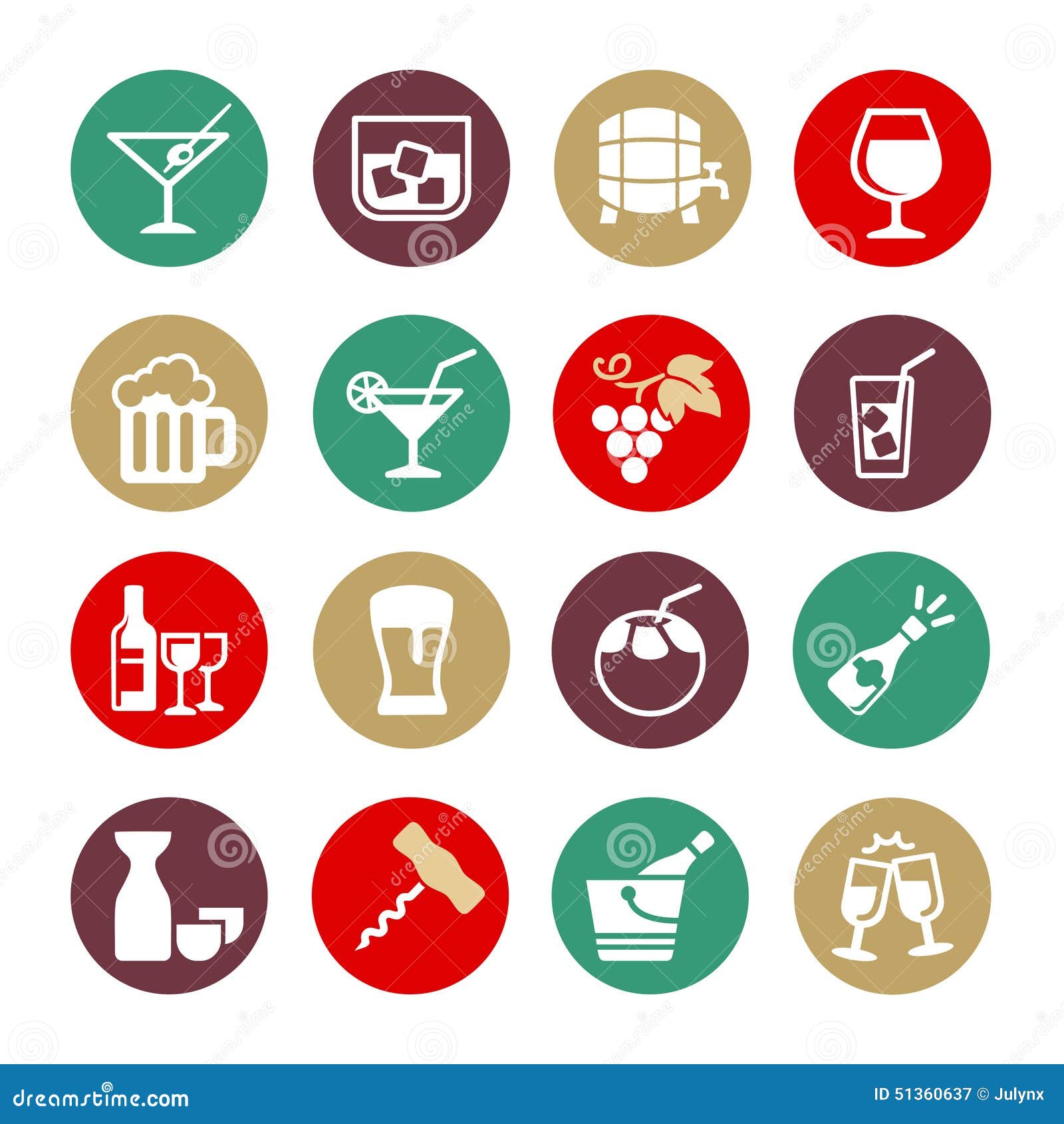 Alcohol Drink - Web Icon Set Stock Vector - Illustration of list ...