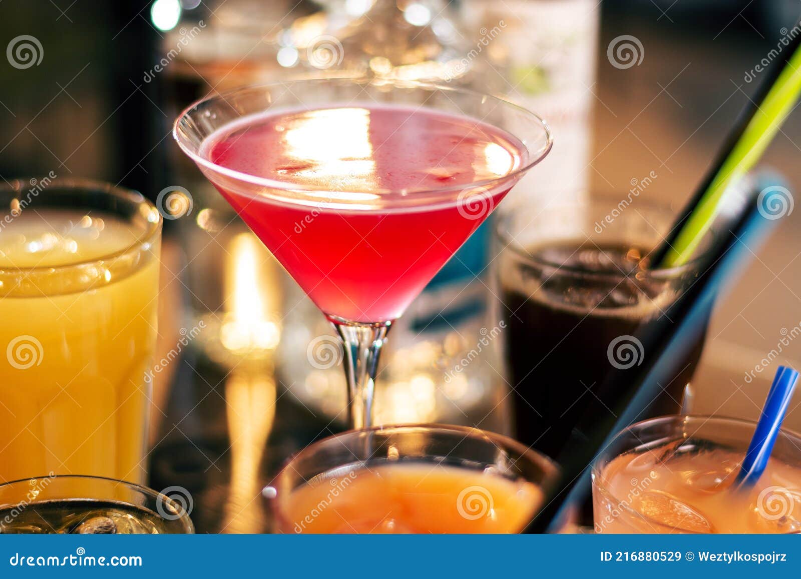 Alcohol Drinks on Bar Table on Friday Party Stock Image - Image of ...