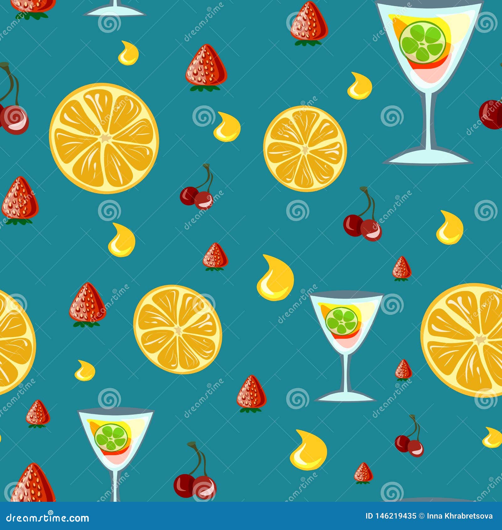 Alcohol Drinks and Cocktails Seamless Pattern in Flat Style. Stock ...
