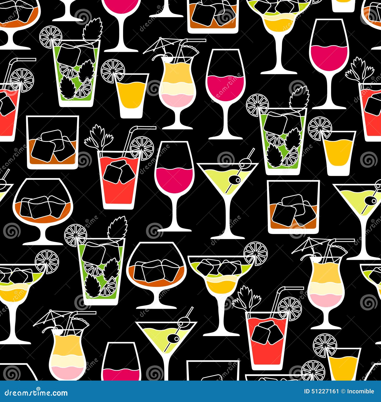 Alcohol Drinks and Cocktails Seamless Pattern in Stock Vector ...