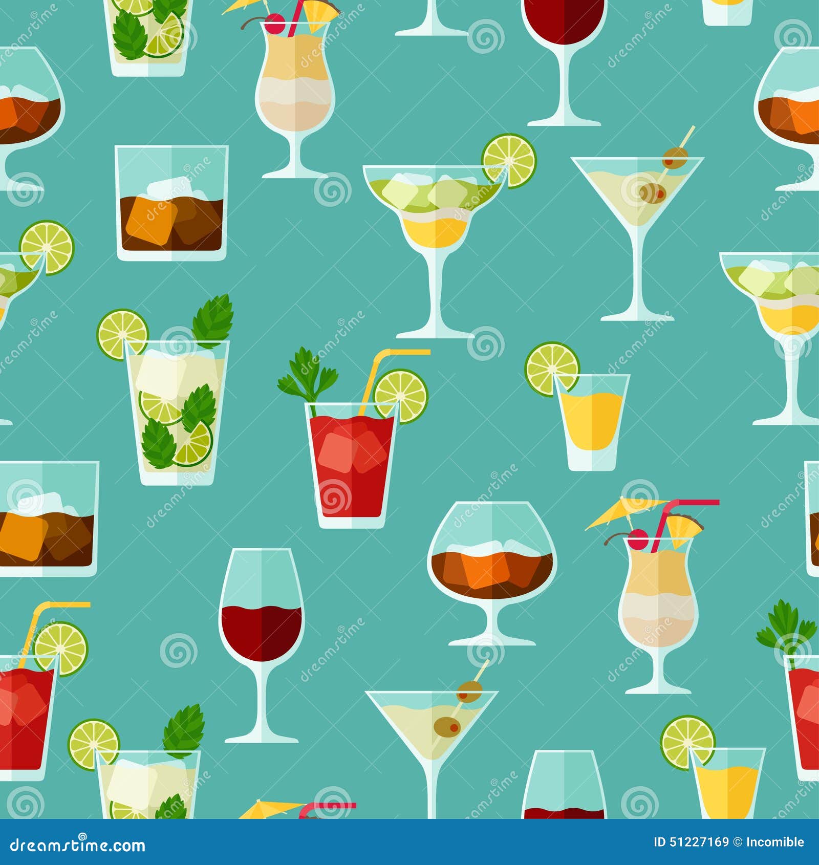 Alcohol Drinks and Cocktails Seamless Pattern in Stock Vector ...