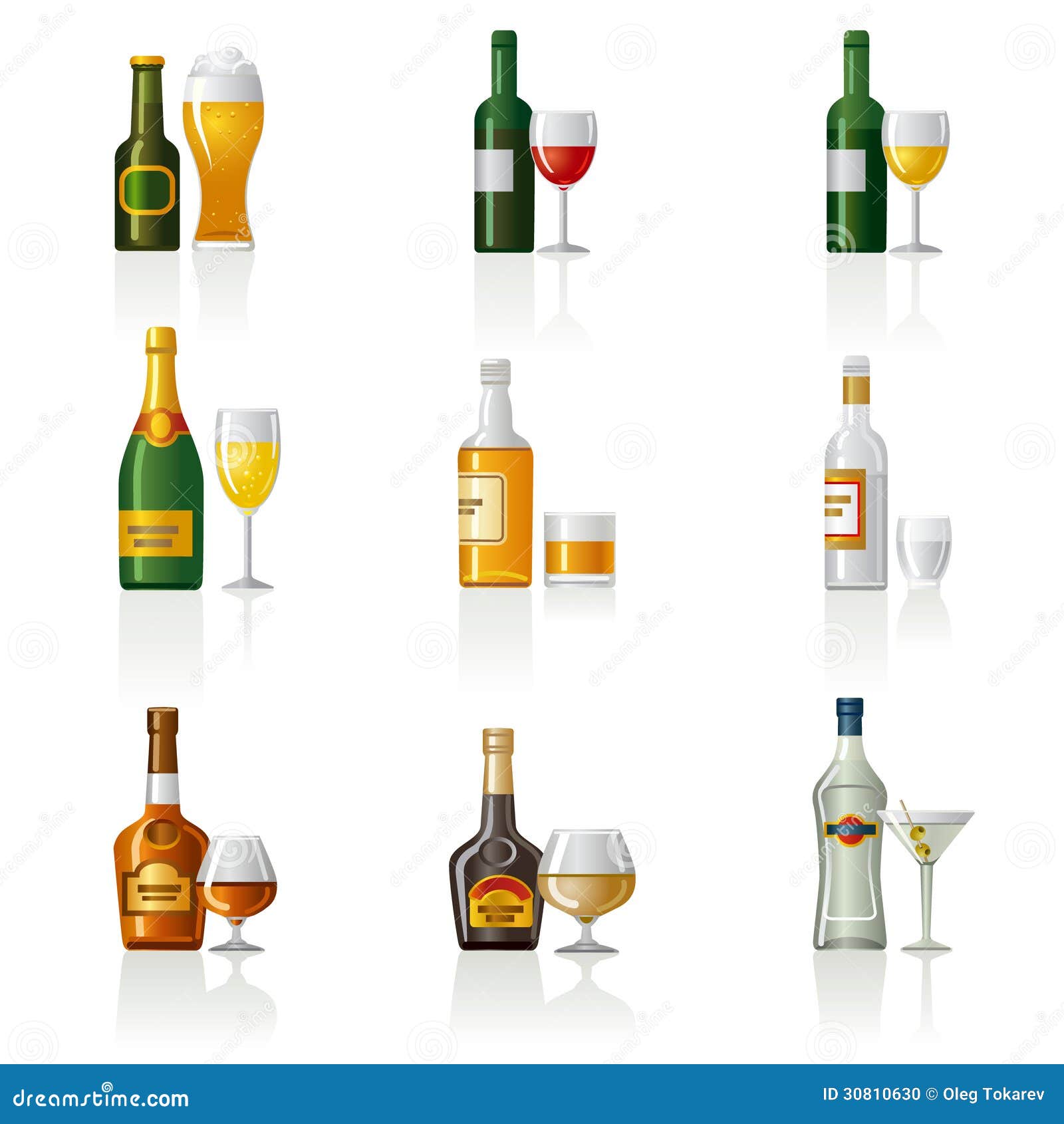 Alcohol drinks icon set stock illustration. Illustration of beverage ...
