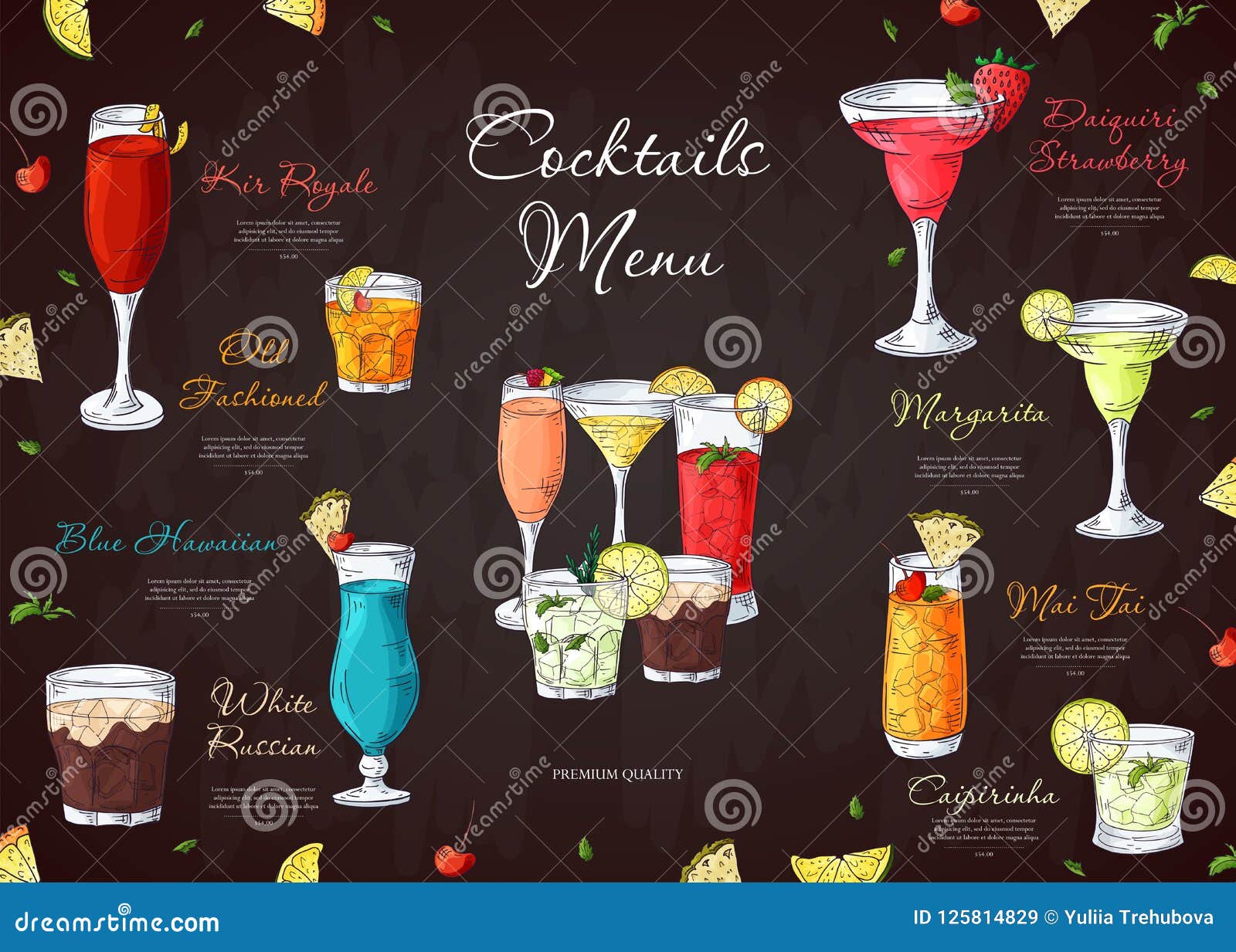 Alcohol Drinks Menu. Bar Brochure Template for Cafe or Restaurant Stock ...