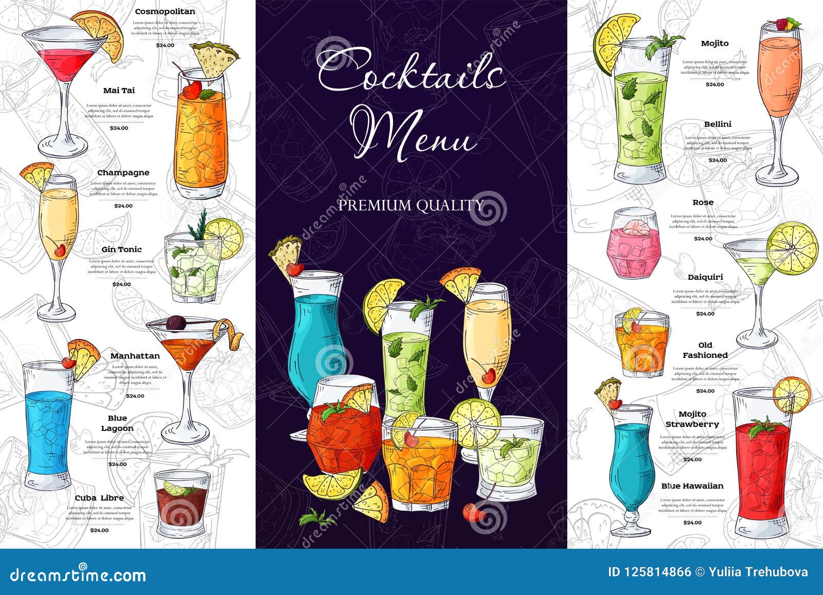 Alcohol Drinks Menu. Bar Brochure Template for Cafe or Restaurant Stock ...