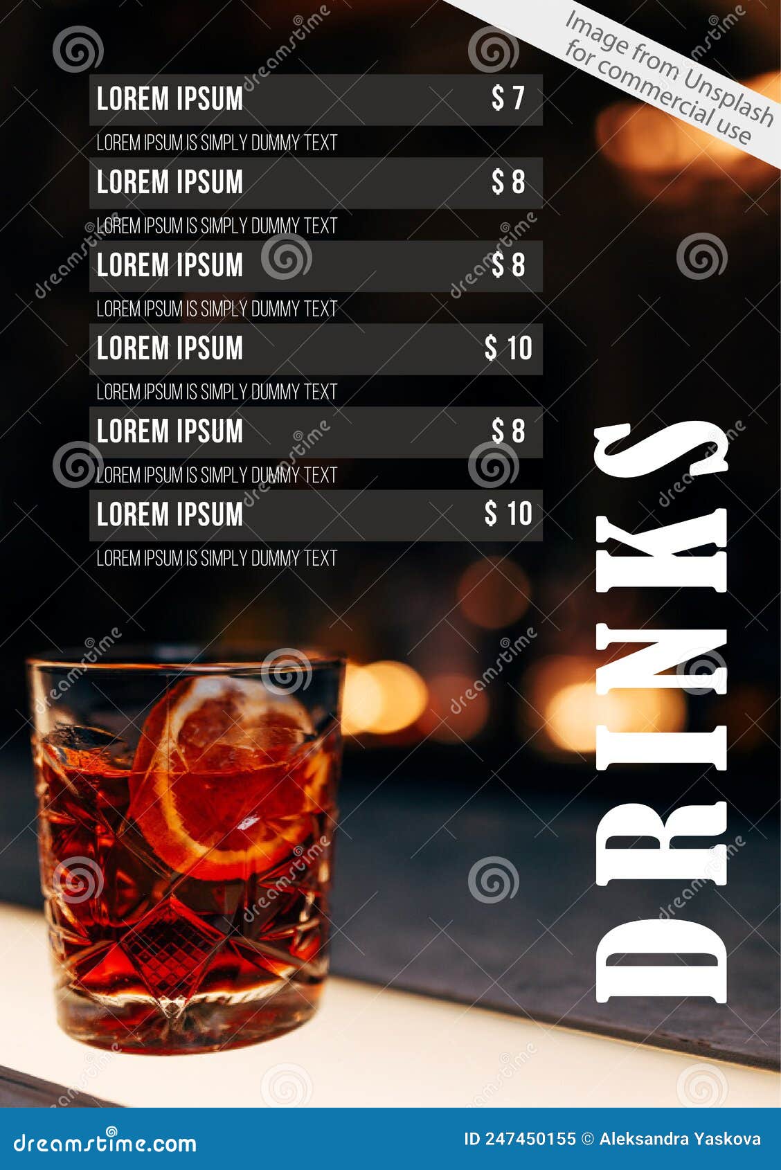 Alcohol drinks menu design stock vector. Illustration of layout - 247450155