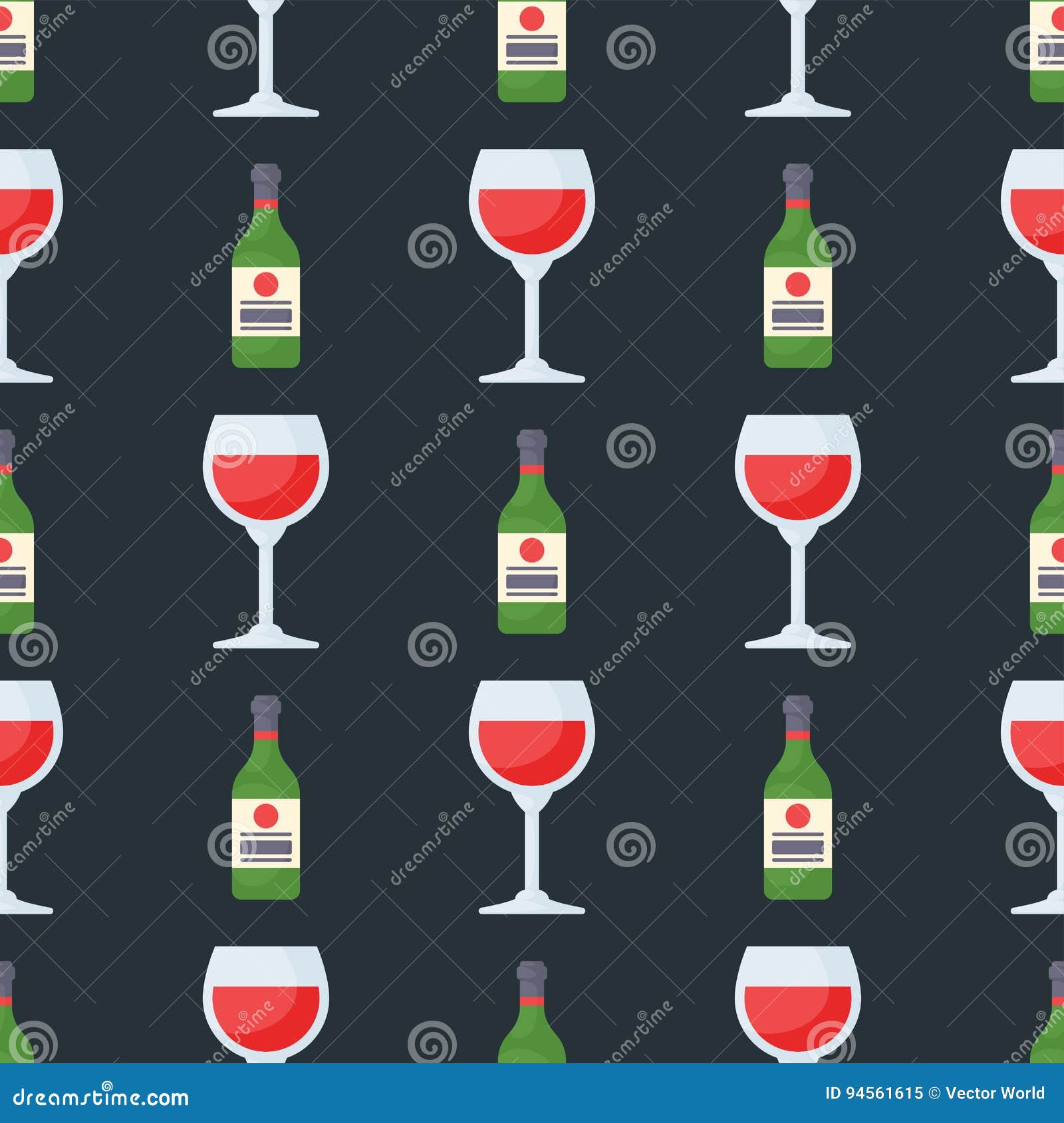 Alcohol Drinks Seamless Pattern Beverages Cocktail Bottle Drunk Glasses ...