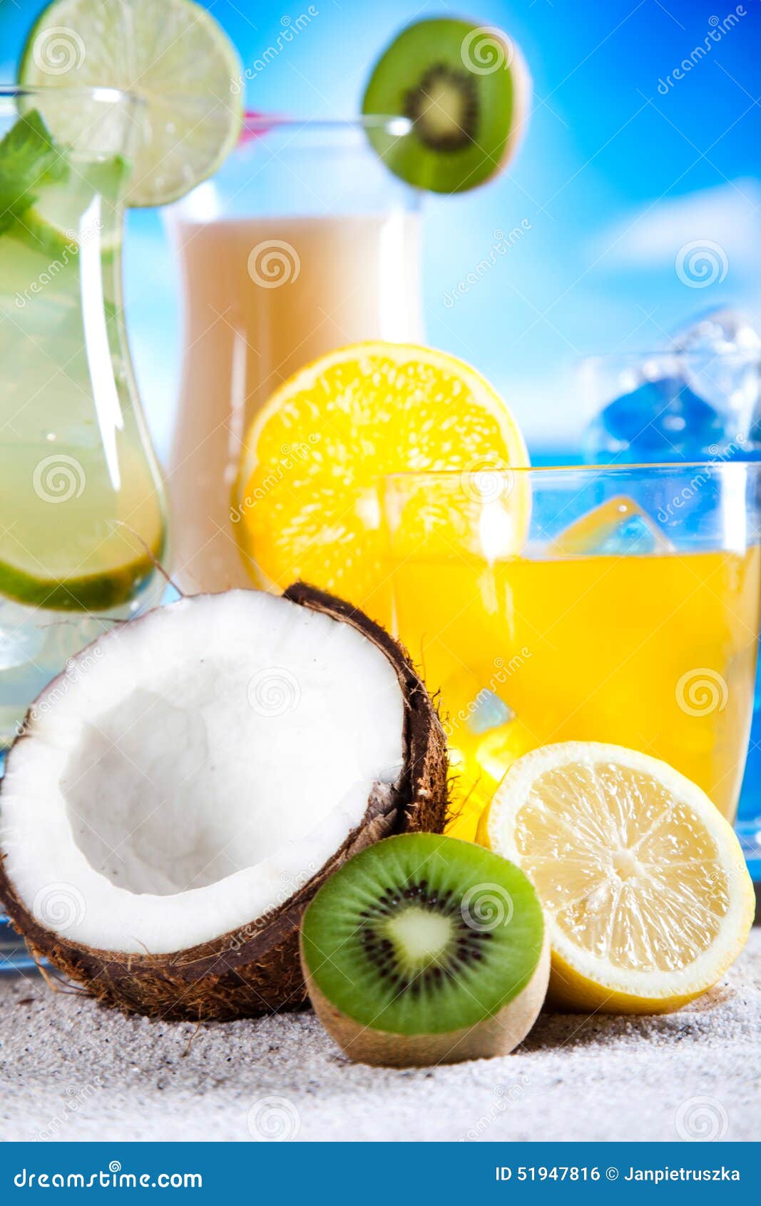 Alcohol Drinks Set with Fruits Stock Photo - Image of freshness, citrus ...