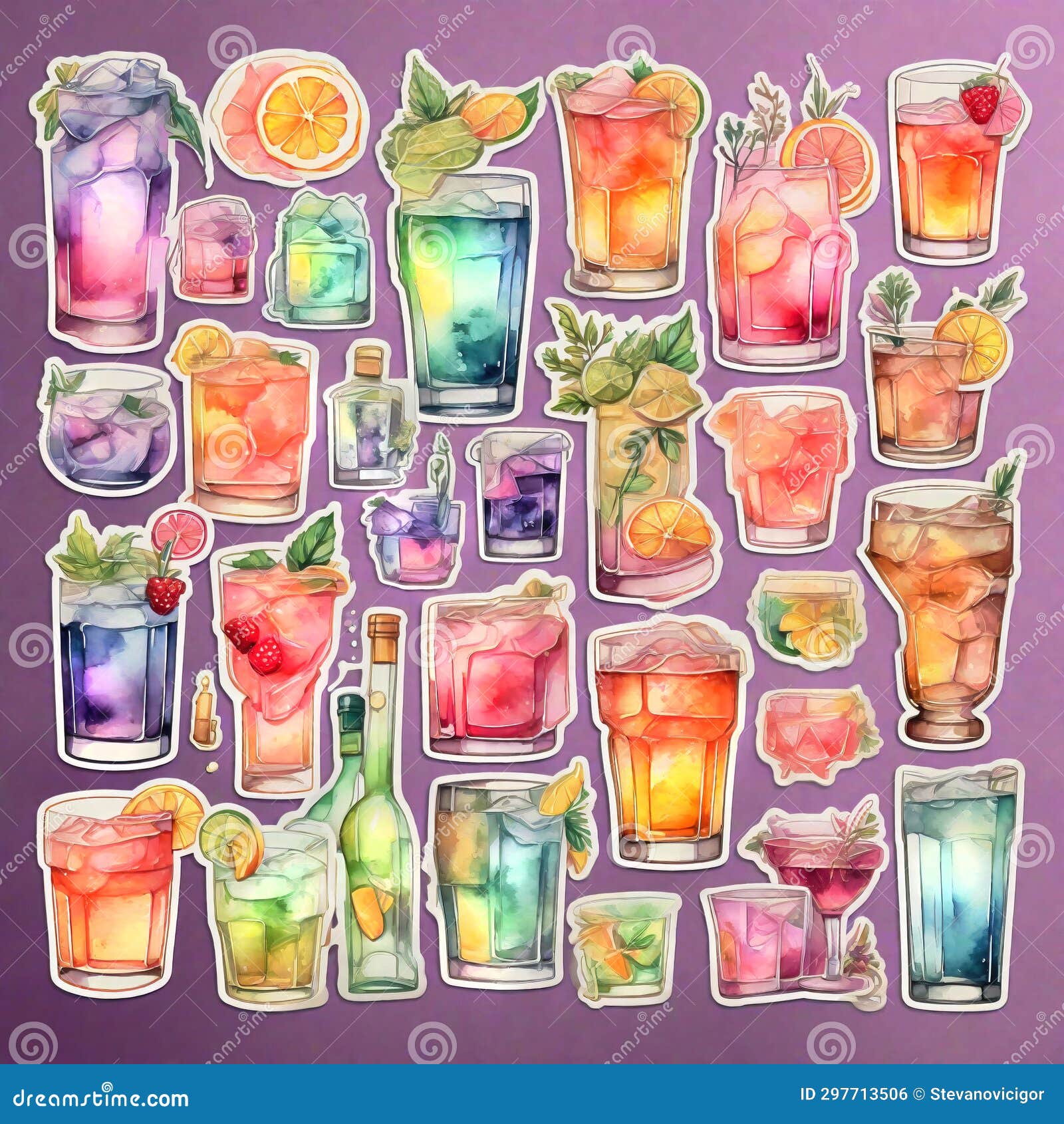Alcohol Drinks Stickers Assorted Collection, Generative Ai Stock ...
