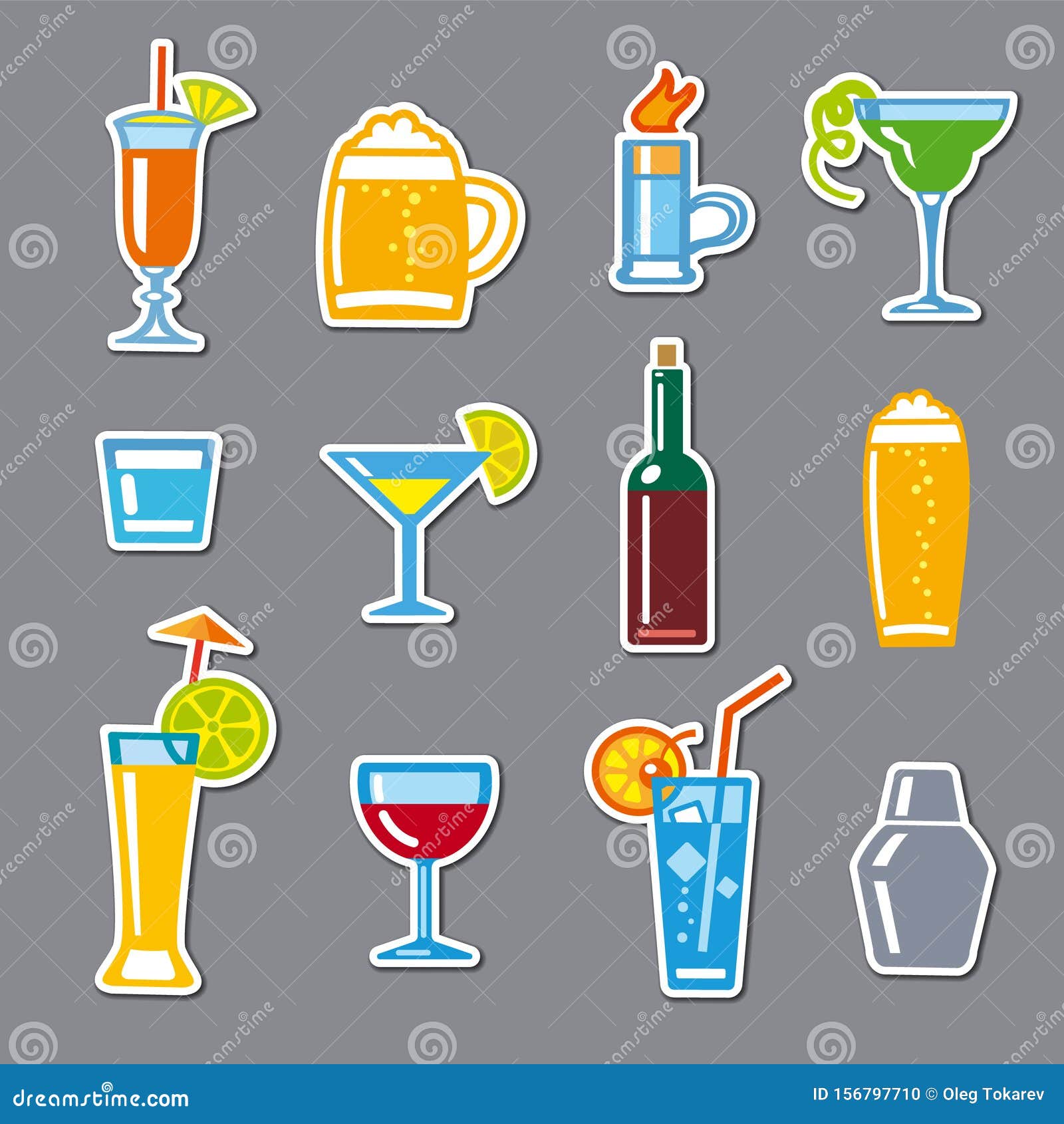 Alcohol drinks stickers stock vector. Illustration of beer - 156797710