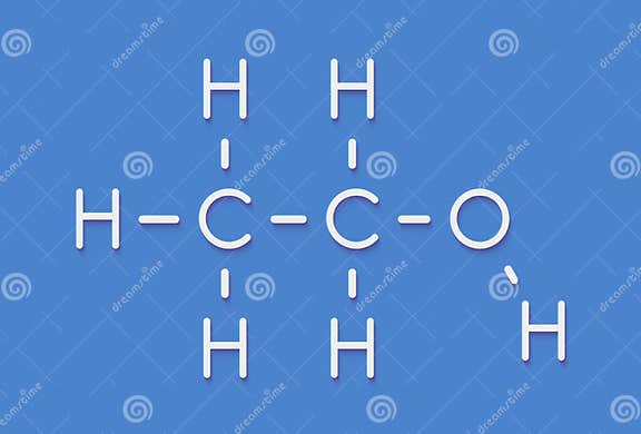 Alcohol Ethanol, Ethyl Alcohol Molecule, Chemical Structure. Skeletal ...