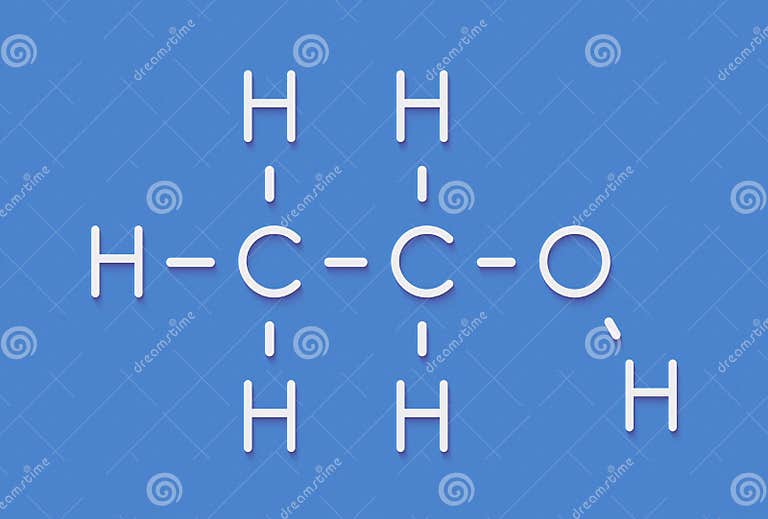 Alcohol Ethanol, Ethyl Alcohol Molecule, Chemical Structure. Skeletal ...