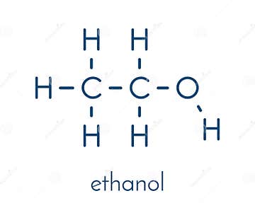 Alcohol Ethanol, Ethyl Alcohol Molecule, Chemical Structure. Skeletal ...