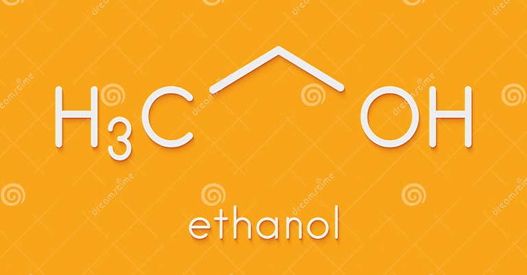Alcohol Ethanol, Ethyl Alcohol Molecule, Chemical Structure. Skeletal ...