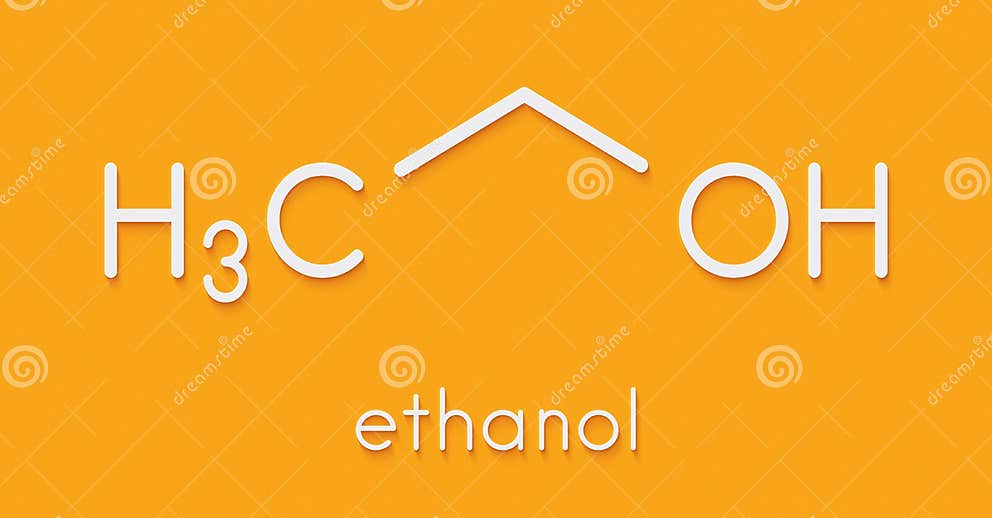 Alcohol Ethanol, Ethyl Alcohol Molecule, Chemical Structure. Skeletal ...