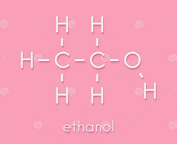 Alcohol Ethanol, Ethyl Alcohol Molecule, Chemical Structure. Skeletal ...