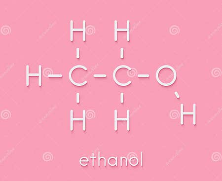 Alcohol Ethanol, Ethyl Alcohol Molecule, Chemical Structure. Skeletal ...