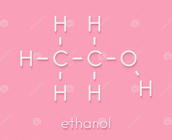 Alcohol Ethanol, Ethyl Alcohol Molecule, Chemical Structure. Skeletal ...