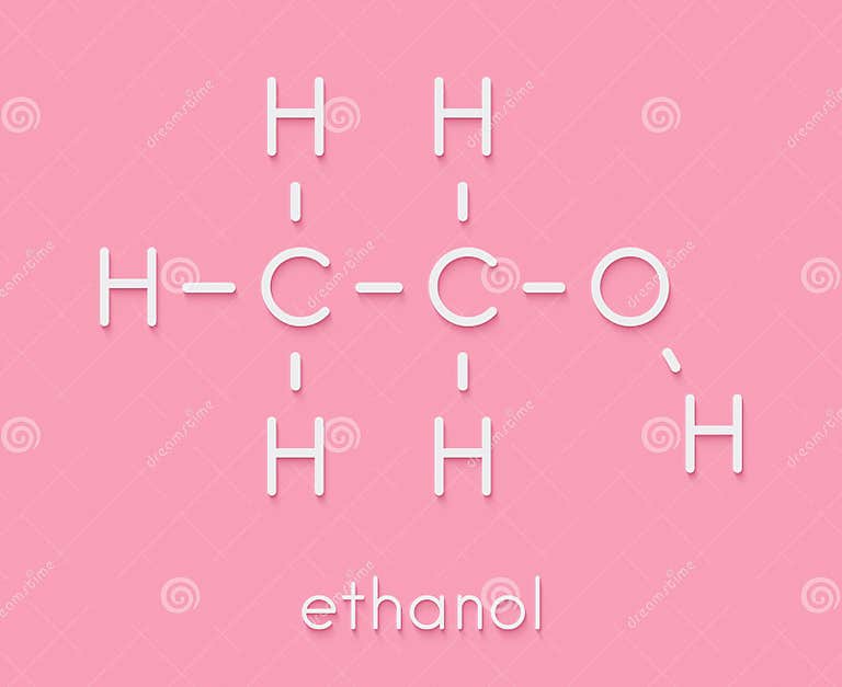 Alcohol Ethanol, Ethyl Alcohol Molecule, Chemical Structure. Skeletal ...