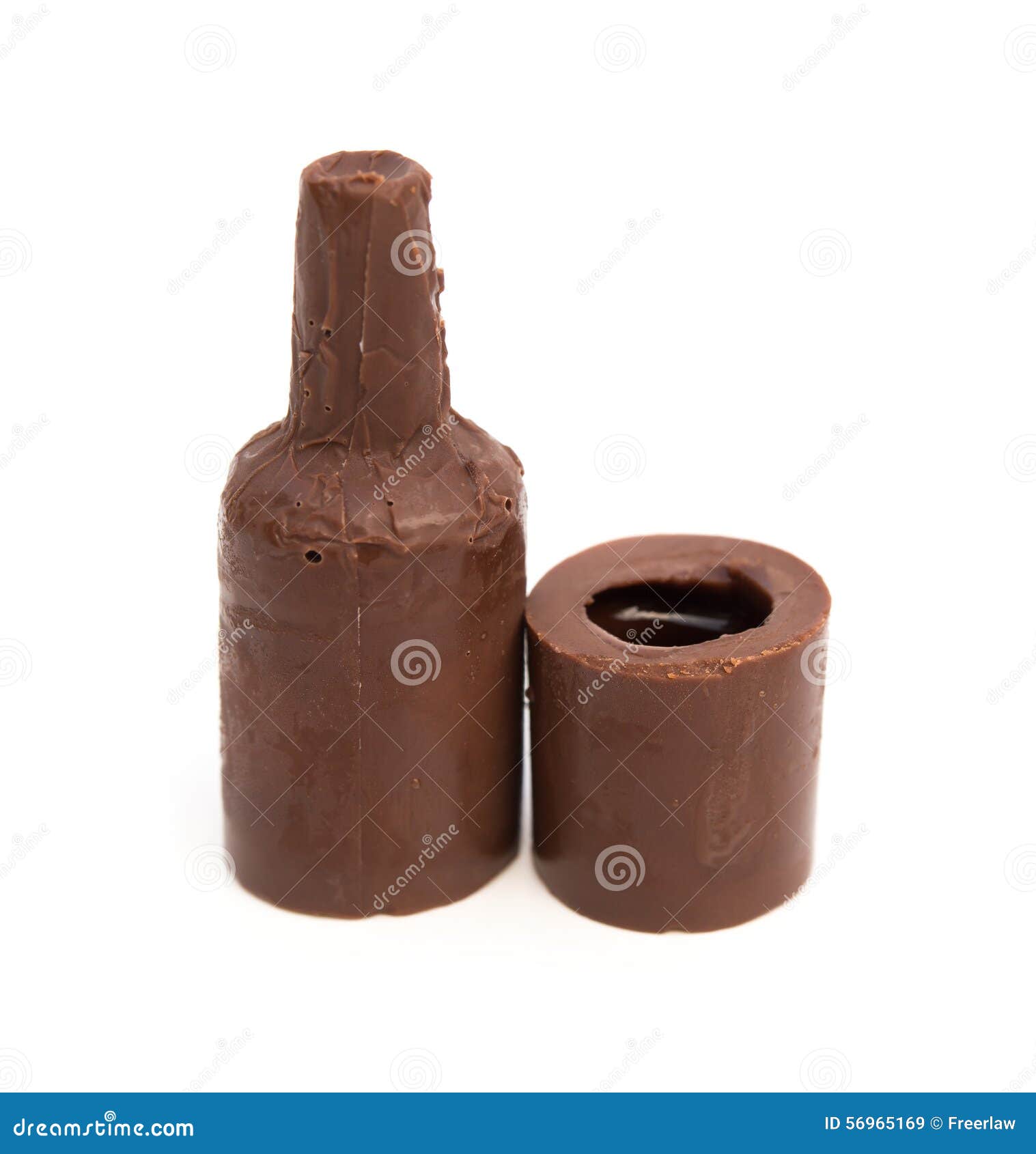 Alcohol-filled Chocolate with One Cut Out on White Background Stock ...