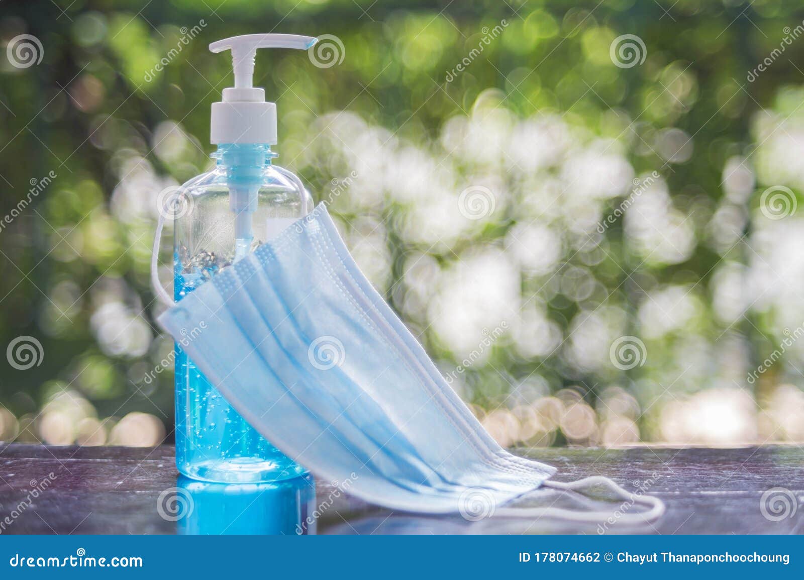 Alcohol Gel and Face Masks stock photo. Image of virus - 178074662