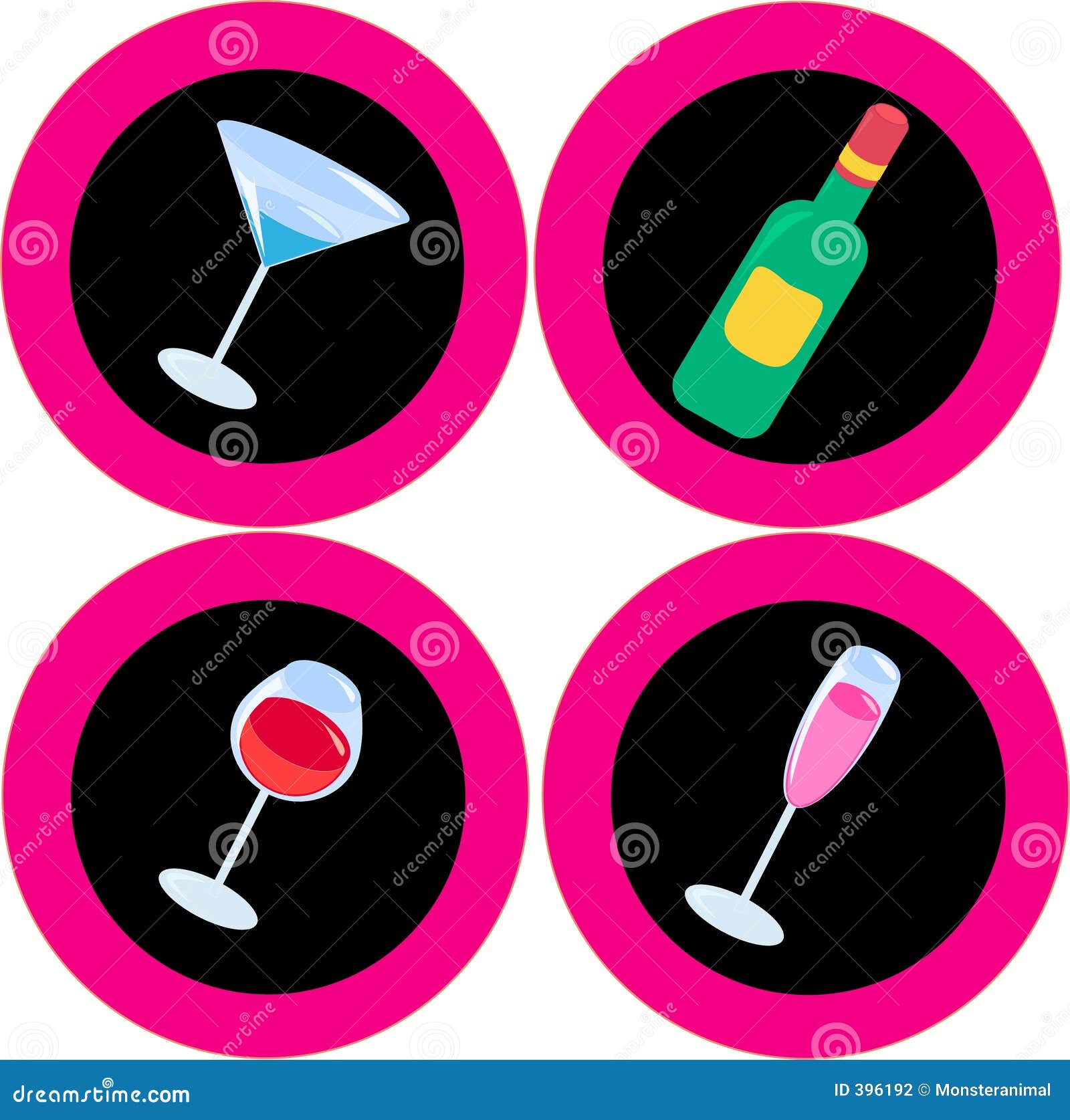 Alcohol icons 2 stock illustration. Illustration of stemware - 396192