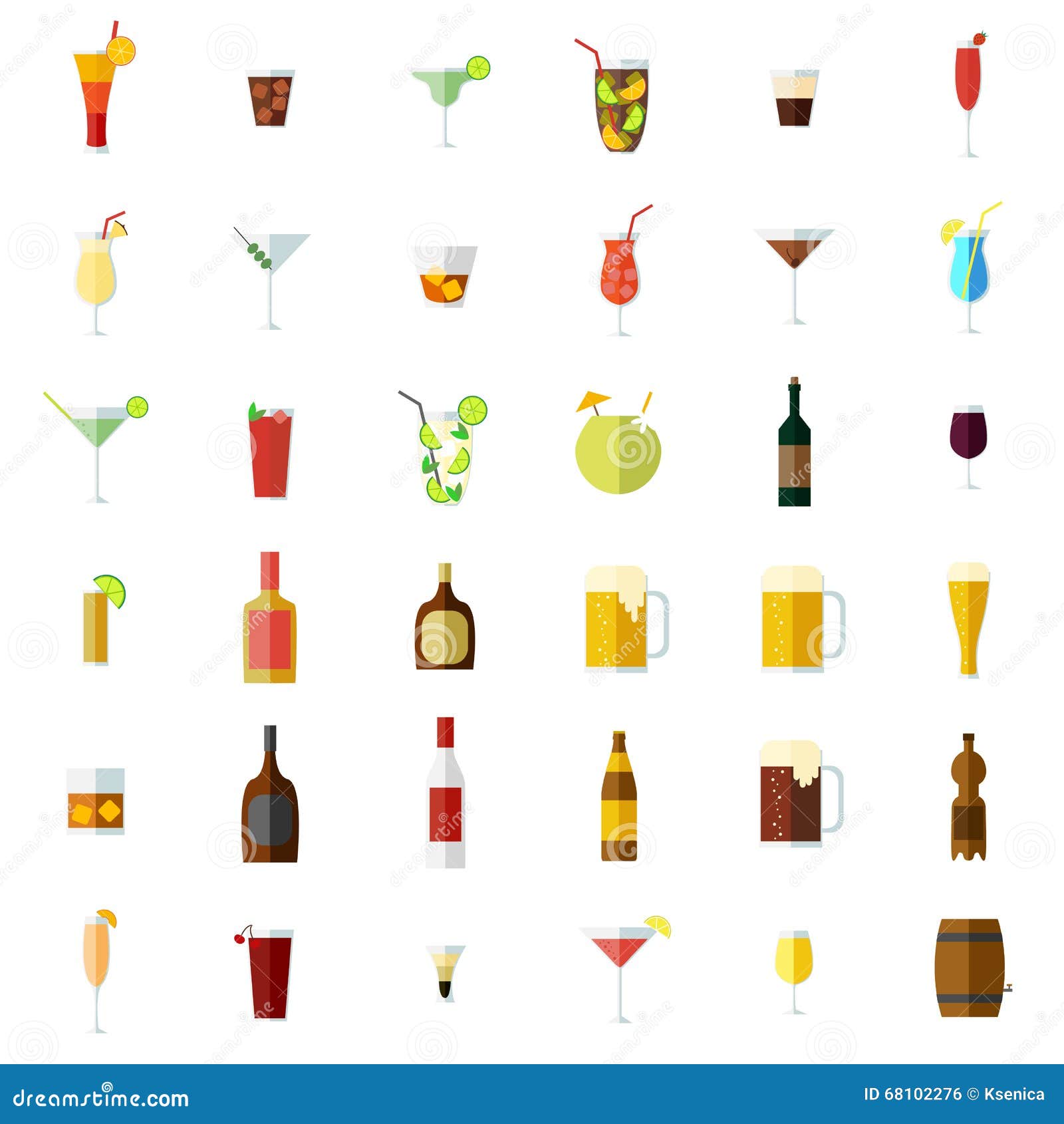 Alcohol icons set stock vector. Illustration of beer - 68102276