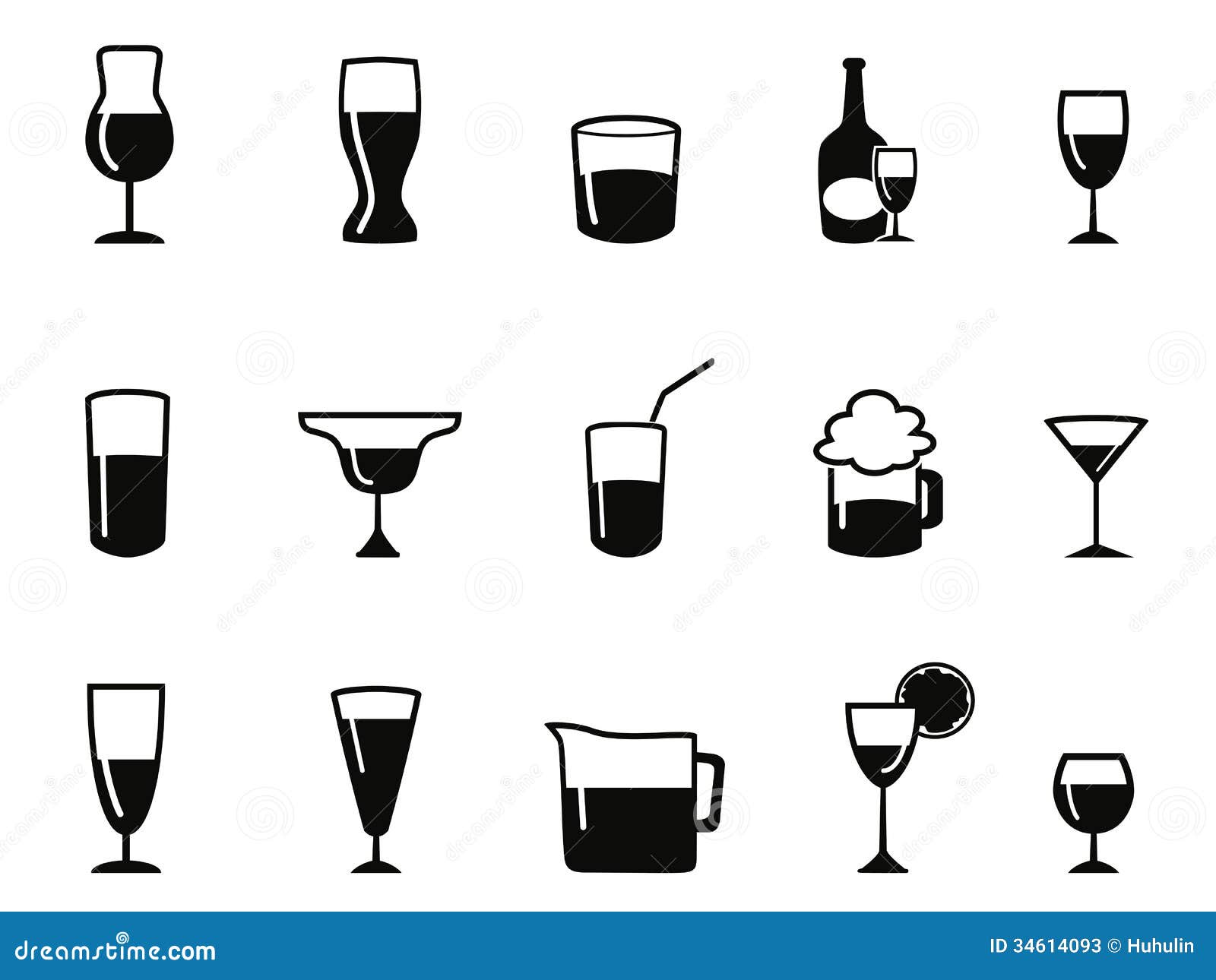 Alcohol Icons Set Stock Photos - Image: 34614093