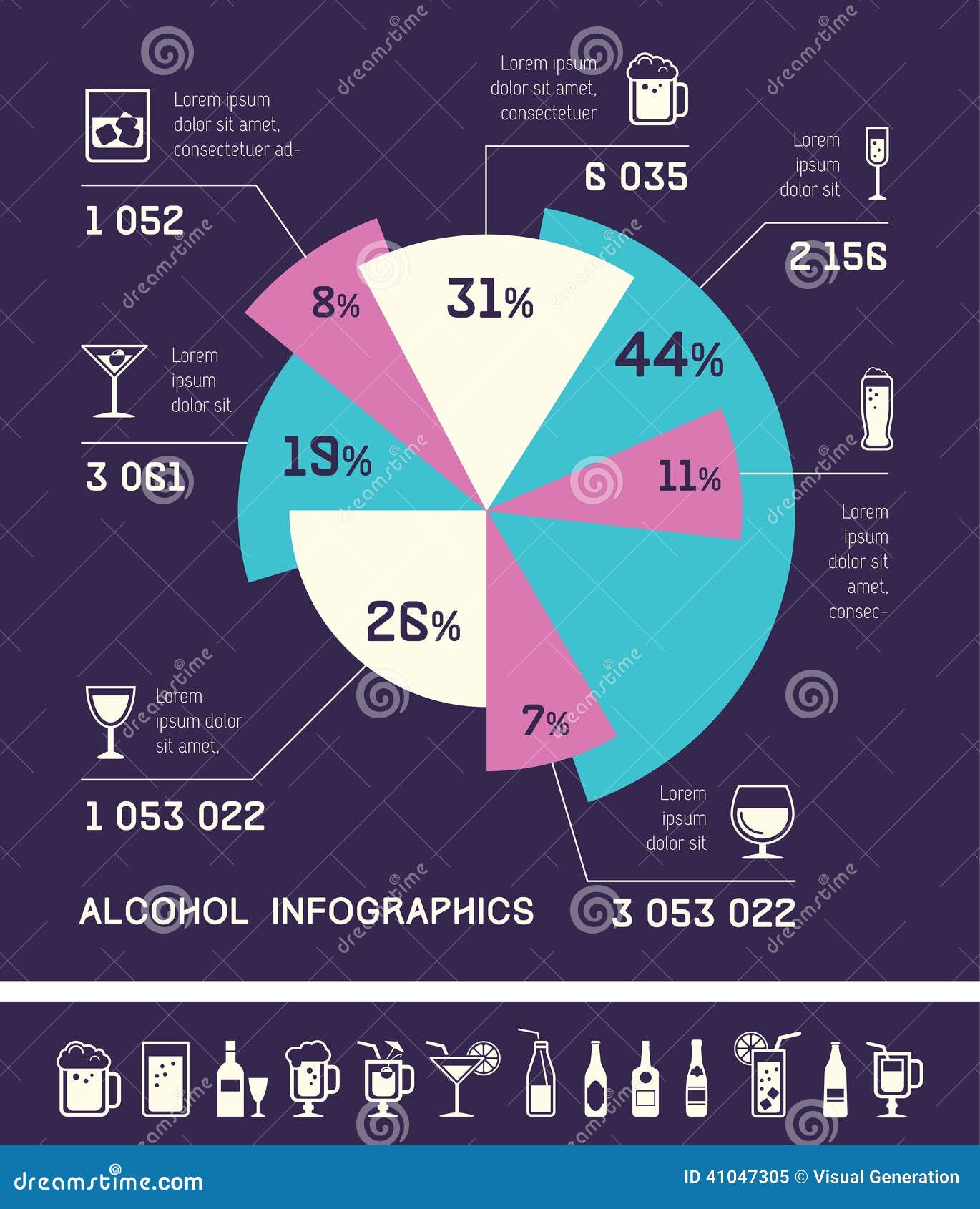 Alcohol Infographic Template. Stock Vector - Illustration of element ...