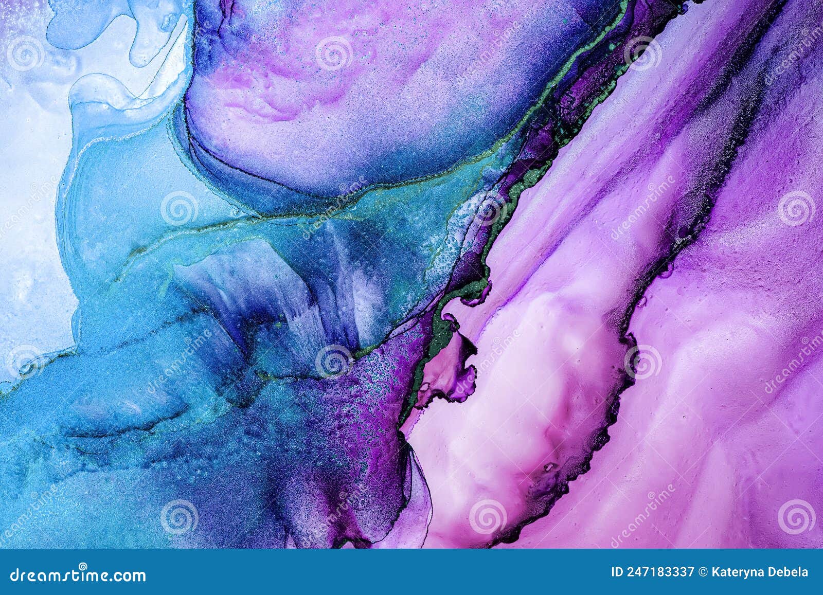 Alcohol Ink Blue and Purple Abstract Background. High Resolution ...