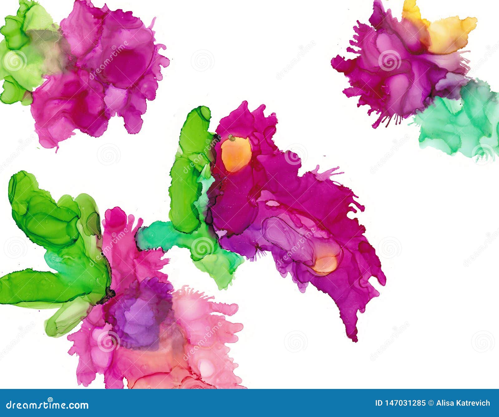 Alcohol Ink Multicolor Flowers. Fluid Ink Abstract Background Stock ...