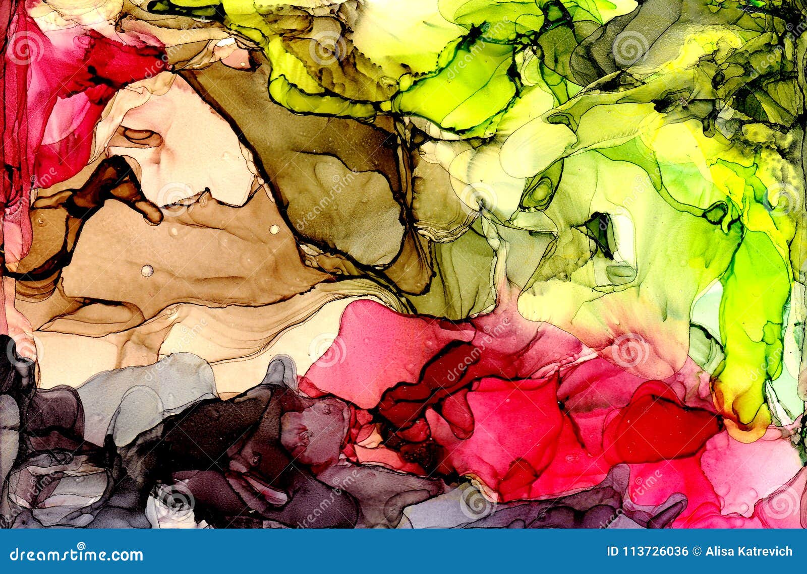 Alcohol Ink Texture. Fluid Ink Abstract Background Stock Illustration ...