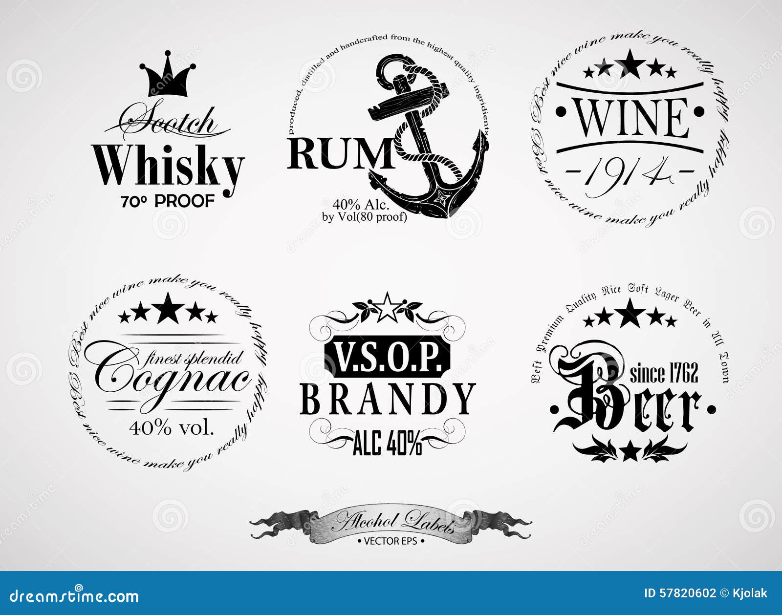 Alcohol labels stock vector. Illustration of logos, cognac - 57820602