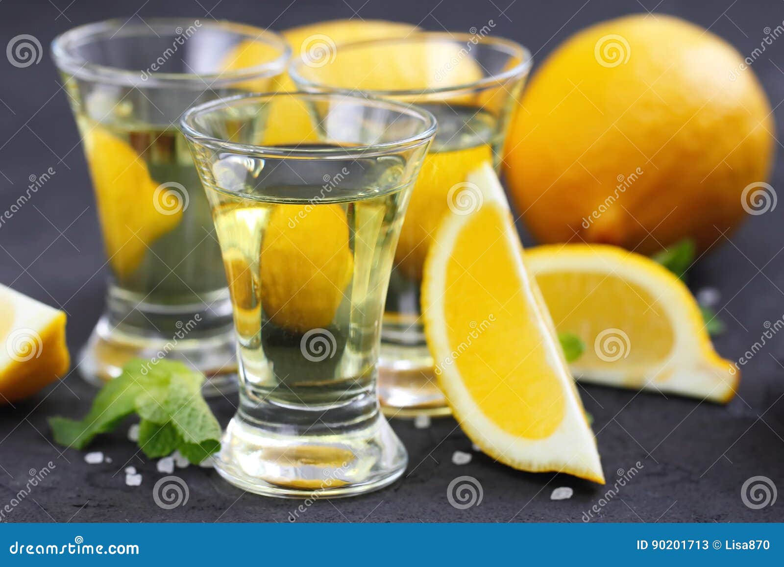 Alcohol Or Non Alcohol Lemon And Basil Drink, Infused Water Or Jin ...