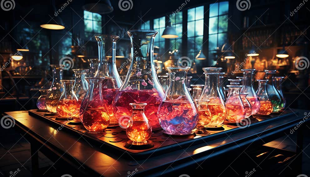 Alcohol Liquid in Bar, Glass Bottle on Table, Drinking Wine Generated ...