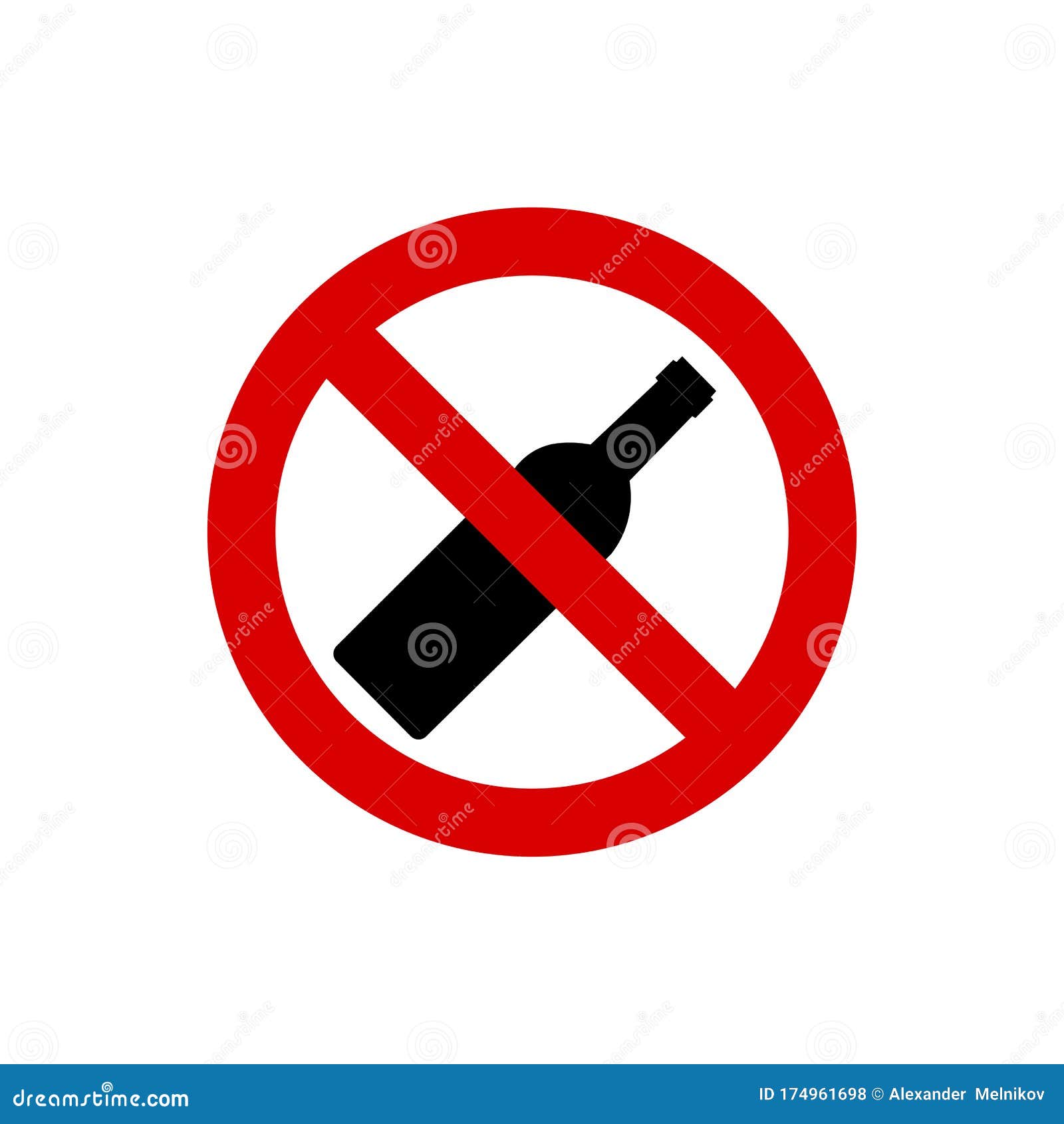 Alcohol Not Permitted Allowed Sign. Bottle Glass Drink Forbidden ...
