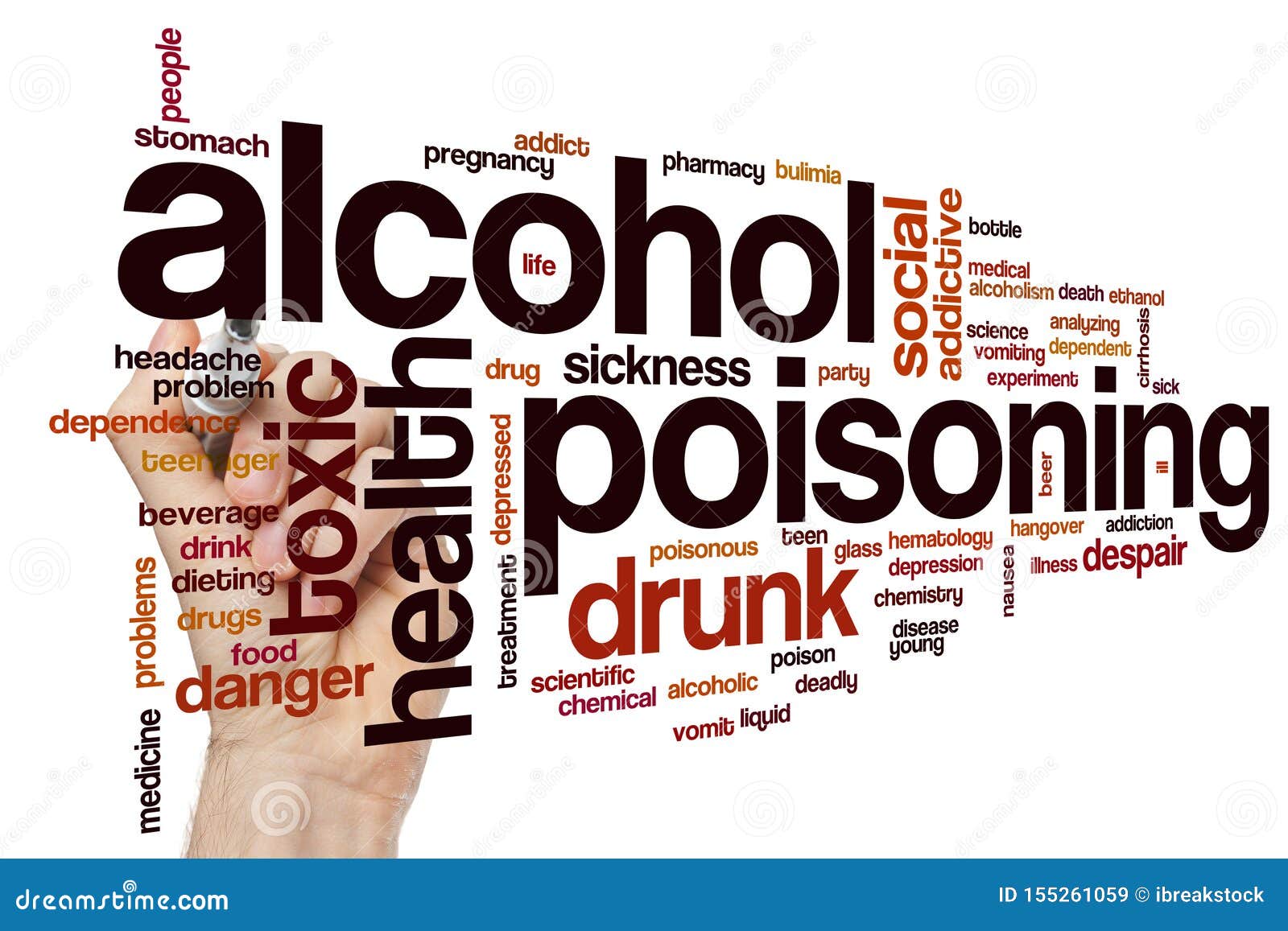 Alcohol Poisoning Word Cloud Stock Image - Image of despair, food ...