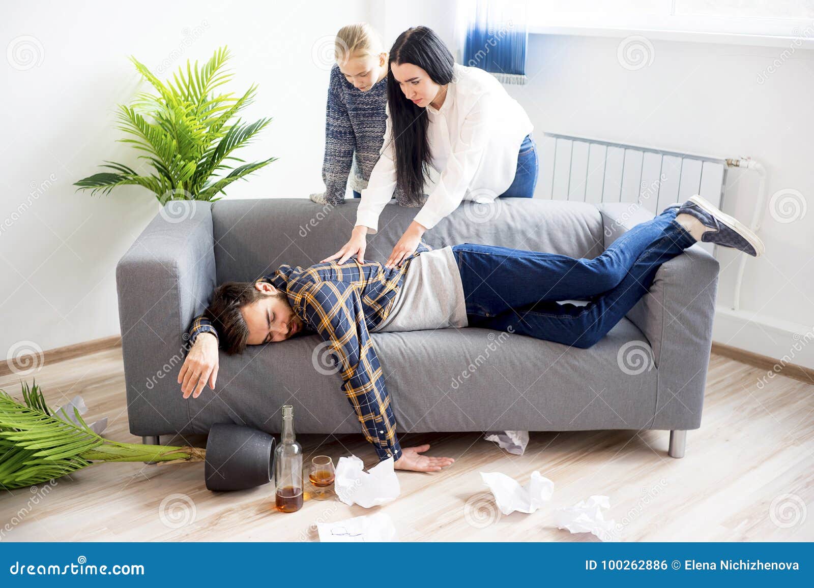 Alcohol Problems in a Family Stock Photo - Image of alcohol, abused ...