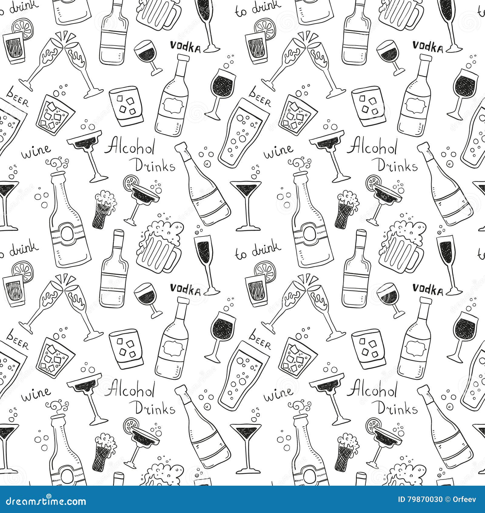 Alcohol seamless pattern stock vector. Illustration of fabric - 79870030