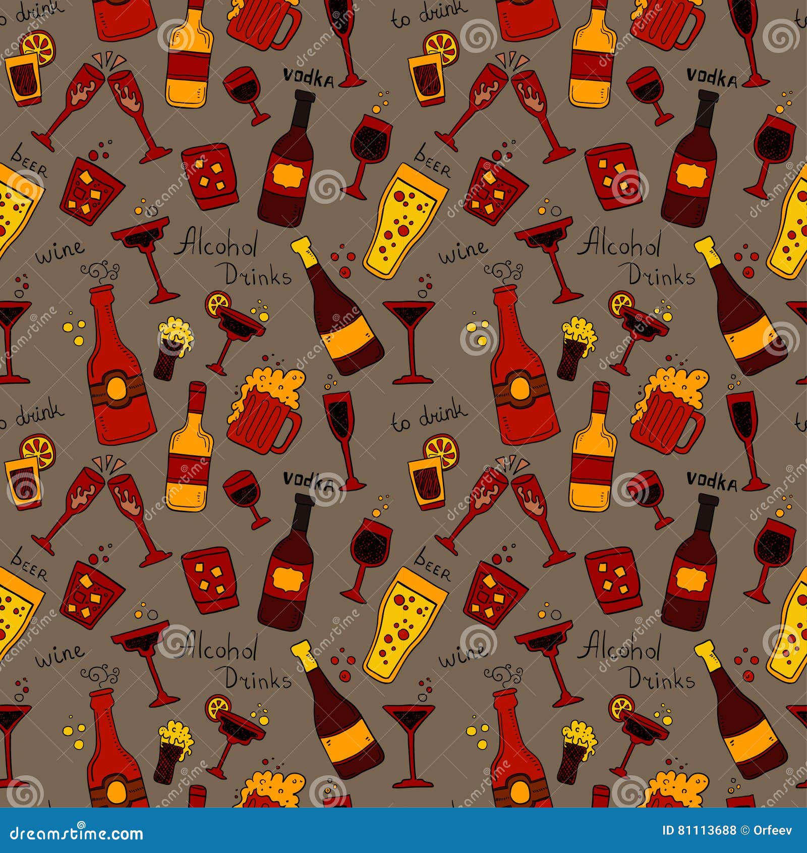 Alcohol Seamless pattern stock vector. Illustration of label - 81113688
