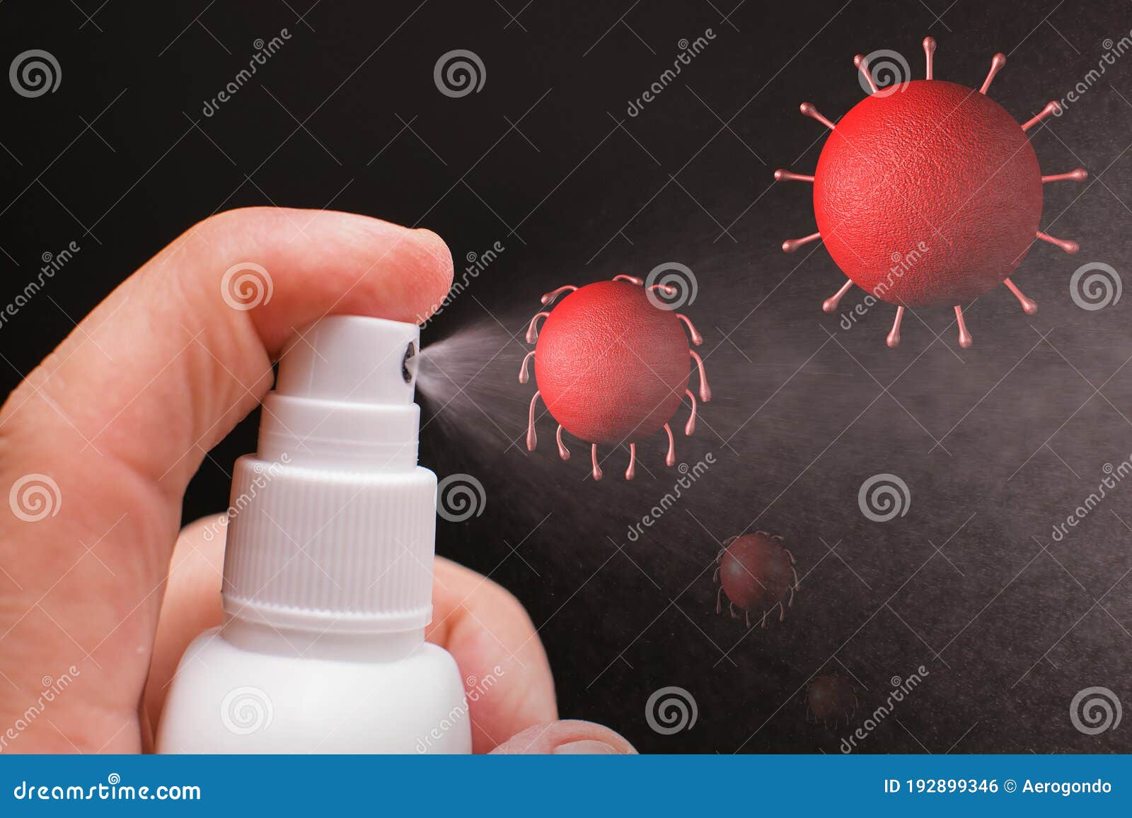 Alcohol Spray Killing Coronavirus Cells Stock Photo - Image of hand ...