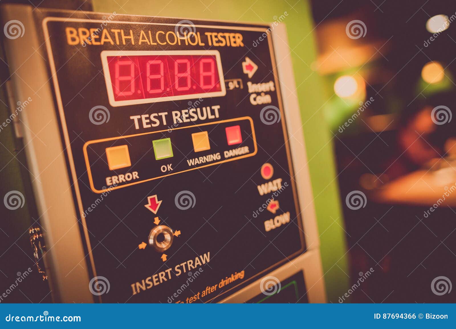Alcohol tester on a wall stock photo. Image of safety - 87694366