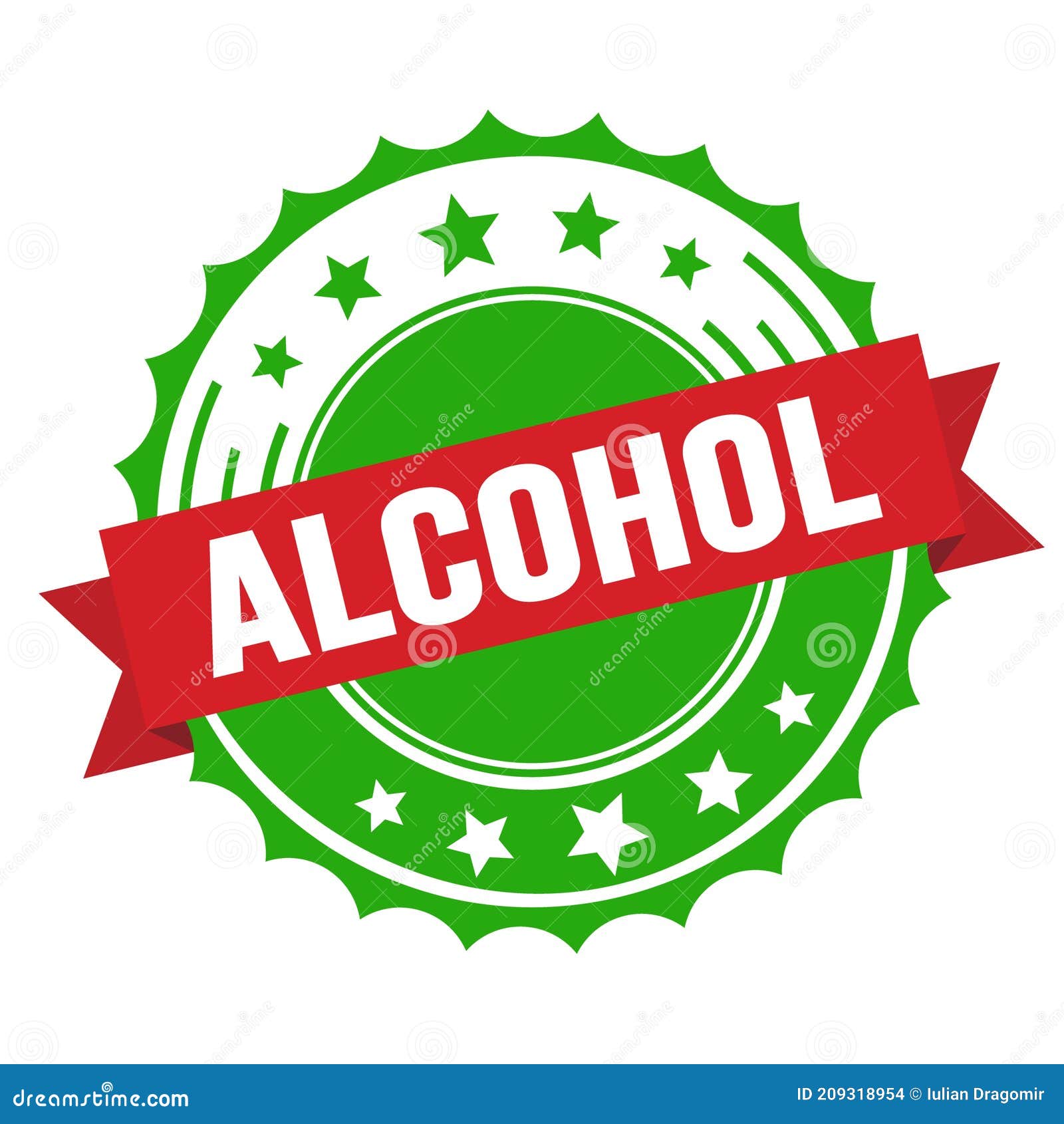 ALCOHOL Text on Red Green Ribbon Stamp Stock Illustration ...