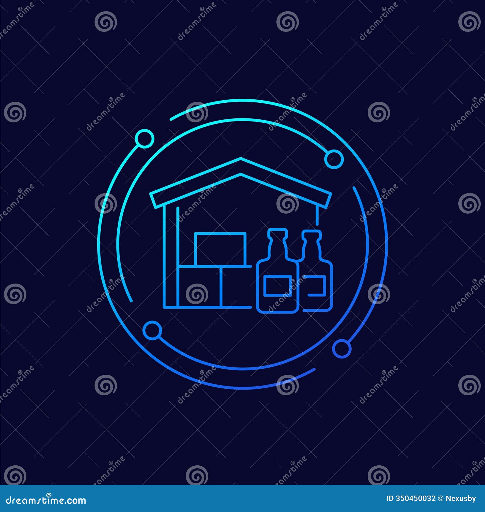 Alcohol Warehouse Icon in Linear Design Stock Illustration ...