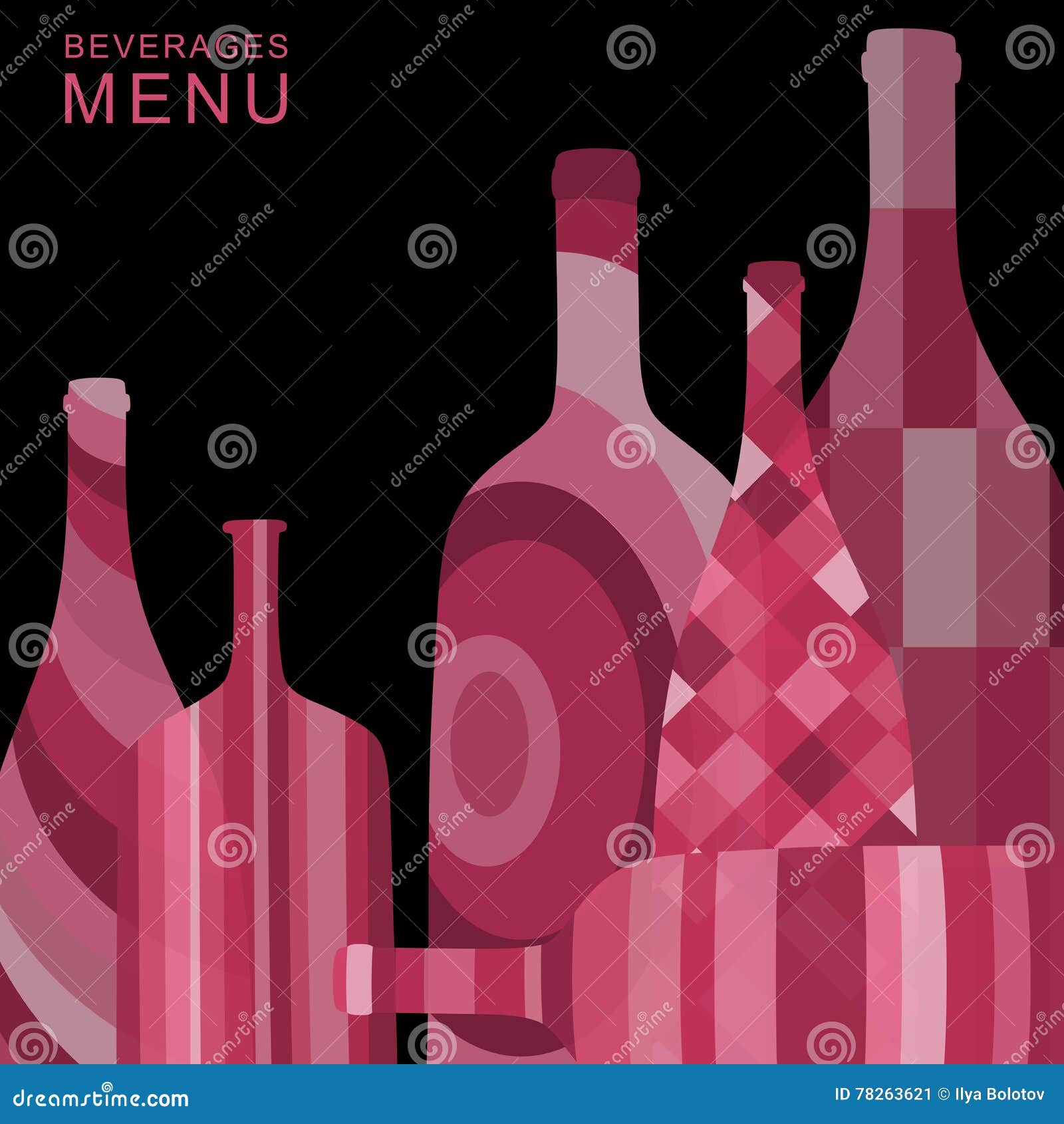 Alcoholic Background with Abstract Bottles Stock Vector - Illustration ...