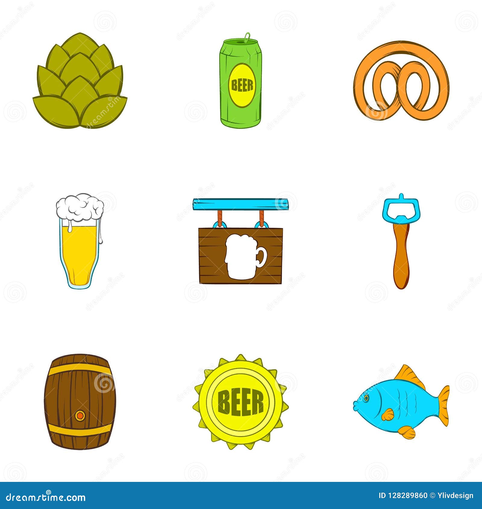 Alcoholic Beverage Icons Set, Cartoon Style Stock Illustration ...